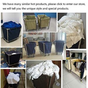 Removable Bags with Laundry Basket Folding Linen Cart on Wheels for Commercial, Industrial Laundry Hamper with Blue Canvas Liner, Hospital Clothes Storage Cart，100 kg Load