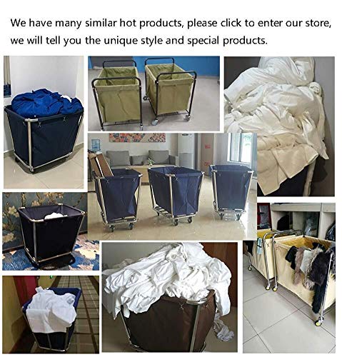 Removable Bags with Laundry Basket Folding Linen Cart on Wheels for Commercial, Industrial Laundry Hamper with Blue Canvas Liner, Hospital Clothes Storage Cart，100 kg Load