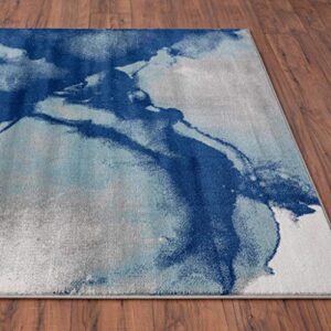 LUXE WEAVERS Victoria Collection 9163 Blue Modern Abstract Watercolor Stain Resistant Area Rug 5x7