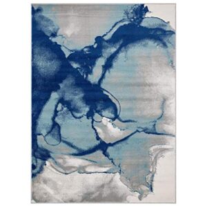 LUXE WEAVERS Victoria Collection 9163 Blue Modern Abstract Watercolor Stain Resistant Area Rug 5x7