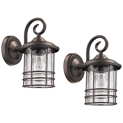 MICSIU Outdoor Wall Lantern 1-Light 2 Pack Exterior Wall Sconce Lamp Porch Light Fixture Waterproof with Clear Seedy Glass,Oil Rubbed Bronze for Entryway, House, Patio,Garage,Doorway