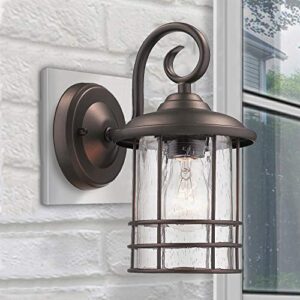 MICSIU Outdoor Wall Lantern 1-Light 2 Pack Exterior Wall Sconce Lamp Porch Light Fixture Waterproof with Clear Seedy Glass,Oil Rubbed Bronze for Entryway, House, Patio,Garage,Doorway