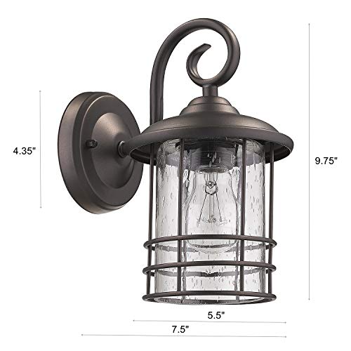 MICSIU Outdoor Wall Lantern 1-Light 2 Pack Exterior Wall Sconce Lamp Porch Light Fixture Waterproof with Clear Seedy Glass,Oil Rubbed Bronze for Entryway, House, Patio,Garage,Doorway