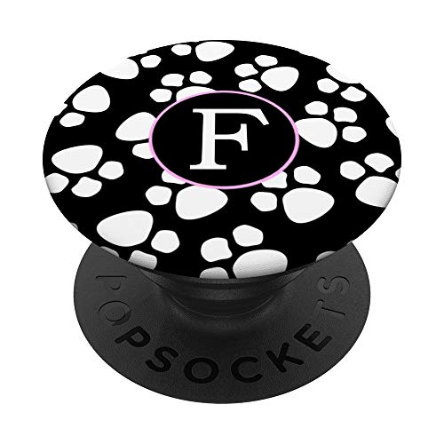 Phone Pop Up Holder,Monogram Initial Dog Paw Print Letter F PopSockets Grip and Stand for Phones and Tablets