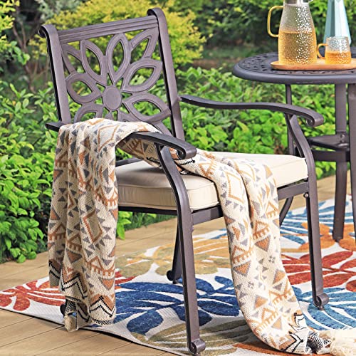 Sophia & William Patio 3 Pieces Cast Aluminum Bistro Bar Set with 2 Chairs and 1 Round Table, Outdoor Dining Conversation Furniture with 1.97" Umbrella Hole, Antique Bronze