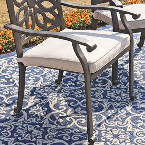 Sophia & William Patio 3 Pieces Cast Aluminum Bistro Bar Set with 2 Chairs and 1 Round Table, Outdoor Dining Conversation Furniture with 1.97" Umbrella Hole, Antique Bronze