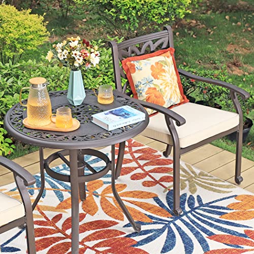 Sophia & William Patio 3 Pieces Cast Aluminum Bistro Bar Set with 2 Chairs and 1 Round Table, Outdoor Dining Conversation Furniture with 1.97" Umbrella Hole, Antique Bronze