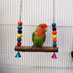 alfyng 6 Pack Bird Parrot Chewing Swing Toys Set, Bird Hanging Bell Perches, Parrot Hammock Wooden Cage Stands for Small Parakeets, Cockatiels, Conures, Love Birds, Finches and Other Small Animals