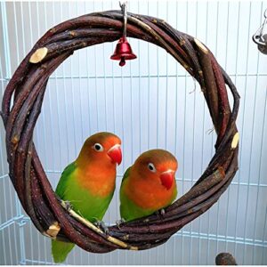 alfyng 6 Pack Bird Parrot Chewing Swing Toys Set, Bird Hanging Bell Perches, Parrot Hammock Wooden Cage Stands for Small Parakeets, Cockatiels, Conures, Love Birds, Finches and Other Small Animals