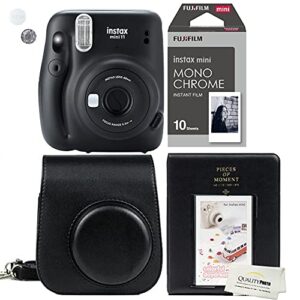 fujifilm instax mini 11 charcoal grey instant camera plus matching case, photo album and fujifilm character 10 films (monochrome)…