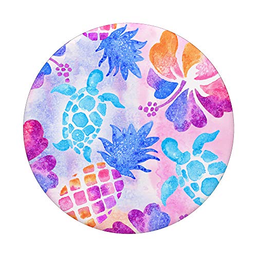 Tie Dye Hawaiian Print Sea Turtle Preppy Hibiscus Pineapple PopSockets PopGrip: Swappable Grip for Phones & Tablets