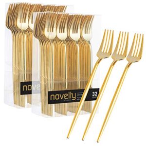 novelty modern flatware, cutlery, disposable plastic dinner forks luxury gold 64 count