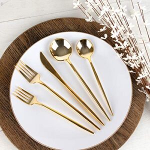 Novelty Modern Flatware, Cutlery, Disposable Plastic Dinner forks Luxury Gold 64 Count