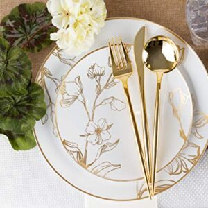 Novelty Modern Flatware, Cutlery, Disposable Plastic Dinner forks Luxury Gold 64 Count