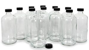 vivaplex, 12, clear, 16 oz glass bottles, with lids