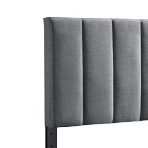 DG Casa Sierra Tufted Upholstered Vertical Channel Adjustable Height Headboard, Queen Size in Gray Polyester Blend Fabric