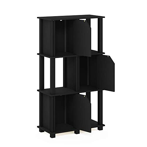 FURINNO Brahms Storage Shelf, 4-Tier, Black Oak/Black