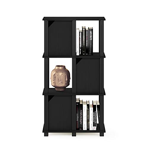 FURINNO Brahms Storage Shelf, 4-Tier, Black Oak/Black