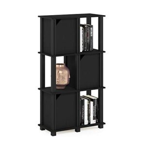 FURINNO Brahms Storage Shelf, 4-Tier, Black Oak/Black