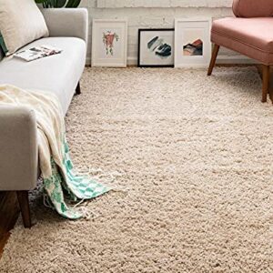 Rugs.com Everyday Shag Rug  –  Taupe Shag Rug Perfect for Bedrooms,Dining Rooms,Living Rooms and More,Beige,7'x10'