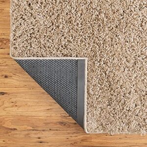 Rugs.com Everyday Shag Rug  –  Taupe Shag Rug Perfect for Bedrooms,Dining Rooms,Living Rooms and More,Beige,7'x10'