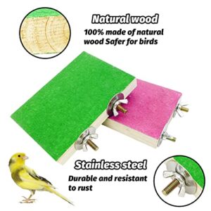 kathson 4 PCS Bird Perch Stand Toy Wood Parrot Perch Stand Platform Paw Grinding Rough-surfaced Chew Toys Cage Accessories Exercise Toys for Budgies Parakeet Cockatiel Conure Hamster