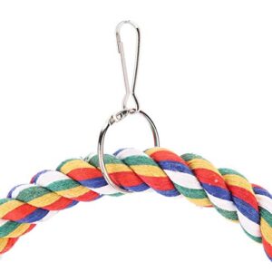 Bird Rope Toy，Round Circle Rings Colorful Cotton Rope Swing Toy Pet Bird Standing Playing Chewing Perches Loop for Parrot Parakeet Bungee Canary Cockatiel Lovebirds