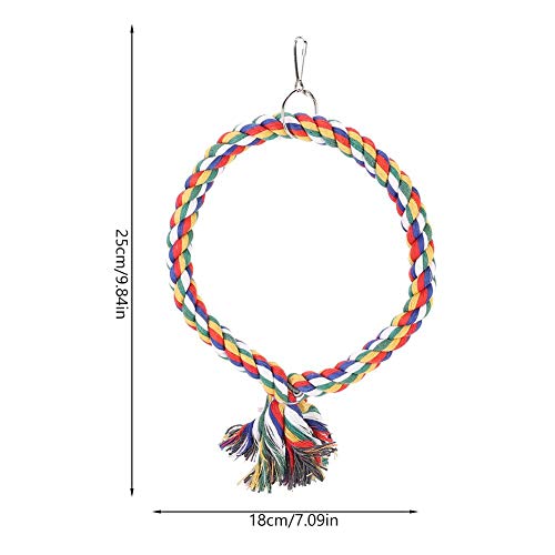 Bird Rope Toy，Round Circle Rings Colorful Cotton Rope Swing Toy Pet Bird Standing Playing Chewing Perches Loop for Parrot Parakeet Bungee Canary Cockatiel Lovebirds