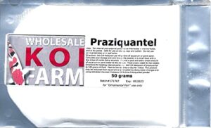 wholesalekoifarm's praziquantel for ornamental fish health - effective treatment of flukes and other infections in koi and aquarium fish - (50 gram)