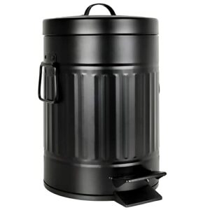 autumn alley farmhouse bathroom trash can - black bathroom trash can with lid and pedal for rustic bathroom, farmhouse kitchen trash can, country home décor, 5l, 1.3 gallon, matte black