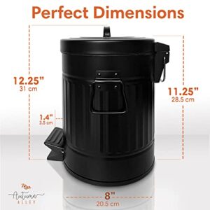 Autumn Alley Farmhouse Bathroom Trash Can - Black Bathroom Trash Can with Lid and Pedal for Rustic Bathroom, Farmhouse Kitchen Trash Can, Country Home Décor, 5L, 1.3 Gallon, Matte Black