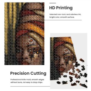 1000 Pieces Adult Wooden Puzzle African Woman Art Display Pattern DIY Puzzle Home Decoration for Friends…