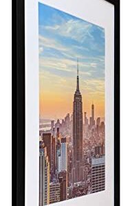 Frame Amo Black 16x24 Picture Frame, 11.5x17.5 White Mat Opening for 12x18 Image, 1 Inch Border, Acrylic Front