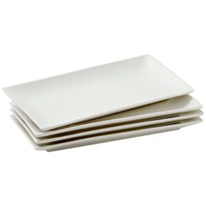 juvale white ceramic serving platter trays, set of 4 rectangular appetizer plates (9.5 inches)