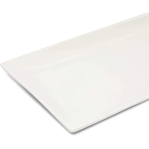 Juvale White Ceramic Serving Platter Trays, Set of 4 Rectangular Appetizer Plates (9.5 Inches)