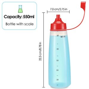 Ondiomn Condiment Squeeze Bottle Wide Mouth, 2 Pack 550ml Clear Squeeze Bottles for Condiments, Paint, Ketchup, Mustard, Oil, Sauces, Resin, Baking, Cake Decorating, Cleaning, BPA Free-Food Grade