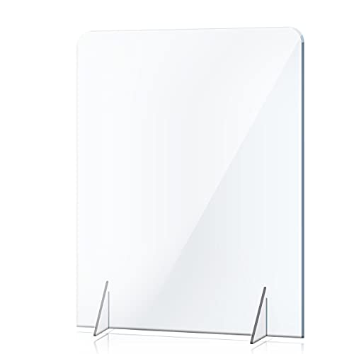 NO Cutout Sneeze Guard Panel for Counter and Desk, Portable Clear Acrylic Shield No Opening, Protective Plexiglass Shield Without Opening for Office, School, and Retail Store