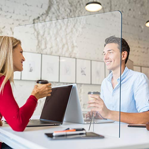 NO Cutout Sneeze Guard Panel for Counter and Desk, Portable Clear Acrylic Shield No Opening, Protective Plexiglass Shield Without Opening for Office, School, and Retail Store