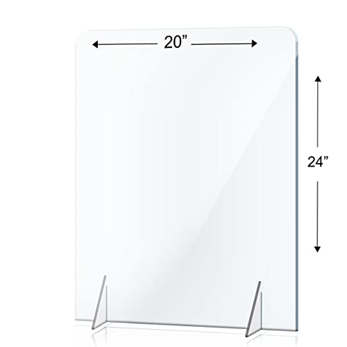 NO Cutout Sneeze Guard Panel for Counter and Desk, Portable Clear Acrylic Shield No Opening, Protective Plexiglass Shield Without Opening for Office, School, and Retail Store