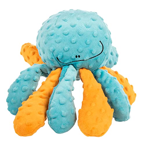 goDog Crazy Tugs Octopus Squeaky Plush Tug Dog Toy, Chew Guard Technolog - Multi Color, Large