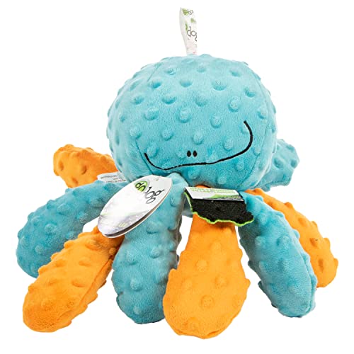 goDog Crazy Tugs Octopus Squeaky Plush Tug Dog Toy, Chew Guard Technolog - Multi Color, Large