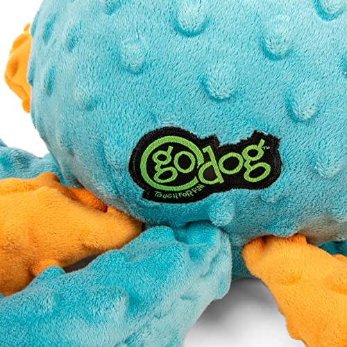 goDog Crazy Tugs Octopus Squeaky Plush Tug Dog Toy, Chew Guard Technolog - Multi Color, Large