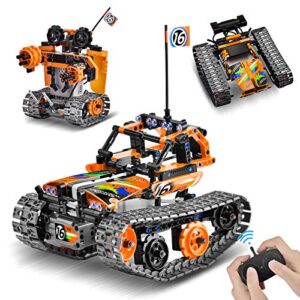 oaso remote control stem building kit for boys 8-12, 392 pcs science learning educational building blocks for kids, 3 in 1 tracked racer rc car/tank/robot toys gift sets for boys girls