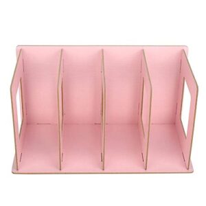 desktop bookshelf wooden diy desk organizer multi-slots bookshelf rack organizers, eco-friendly books dvd storage magazine holder literature display rack for school or office(pink)