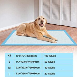 ScratchMe Super-Absorbent Waterproof Dog and Puppy Pet Training Pad, Housebreaking Pet Pad, 50-Count Small-Size, 17.1’’X23.6’’, Blue