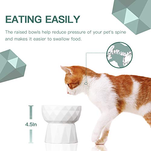 Frewinky Cat Bowls,Ceramic Cat Bowls Anti Vomiting,Raised-Cat Food and Water Bowl Set for Cats and Small Dogs,13.5 Oz