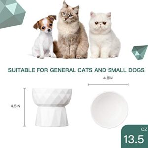 Frewinky Cat Bowls,Ceramic Cat Bowls Anti Vomiting,Raised-Cat Food and Water Bowl Set for Cats and Small Dogs,13.5 Oz