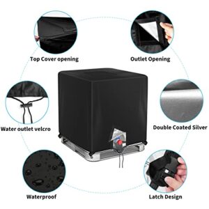 IBC Tote Cover Huapate 275 Gallon Tote Sunshade Water Proof Protective Hood 1000 L Garden Water Tank Black