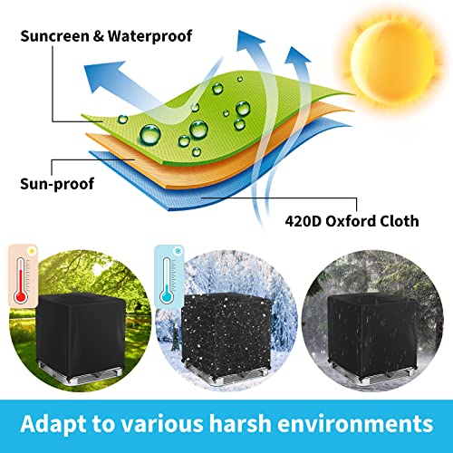 IBC Tote Cover Huapate 275 Gallon Tote Sunshade Water Proof Protective Hood 1000 L Garden Water Tank Black