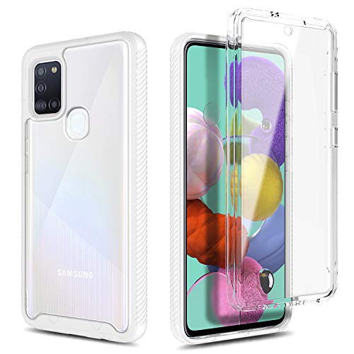 E-Began Case for Samsung Galaxy A21s (Not Fit A21), Full-Body Protective Rugged Bumper Cover with Built-in Screen Protector, Shockproof Impact Resist Durable Phone Case -Matte